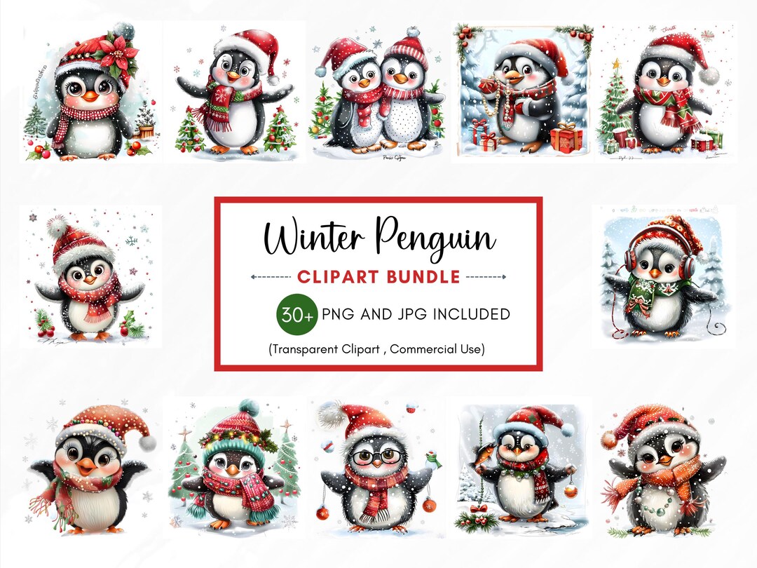 Winter Penguin Clipart PNG, Christmas Penguin Clipart, Christmas ...