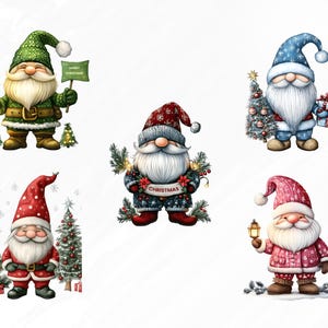 25 Watercolor Gnome Bundle Clipart PNG, Christmas Gnomes Clip Art ...