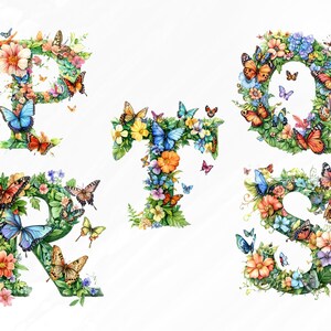 Watercolor Spring Floral Alphabet Clipart PNG, Flowers Clipart PNG ...