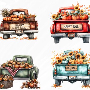 30 Fall Truck Clipart Bundle | Pumpkin & Sunflower Vintage Trucks ...