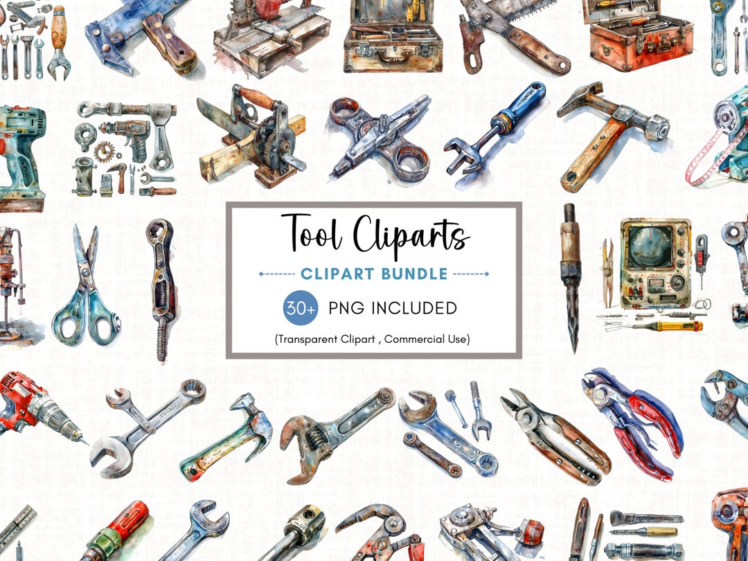 Tools Clipart Bundle, Mechanic Tool Clipart, Repair Tools PNG, Handyman ...