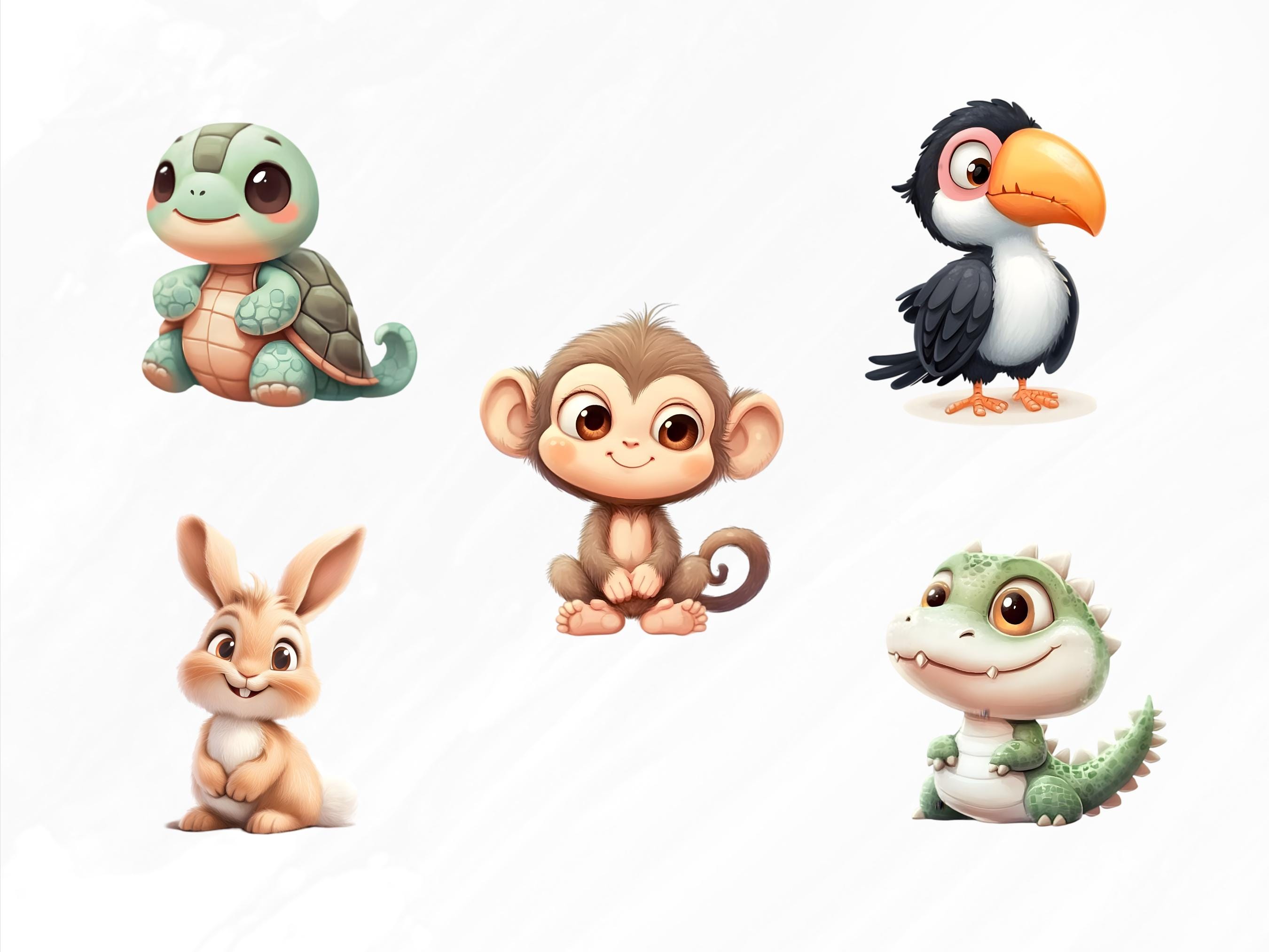 Jungle Adventure Clipart Bundle, Watercolor Animals PNG, Safari Nursery ...