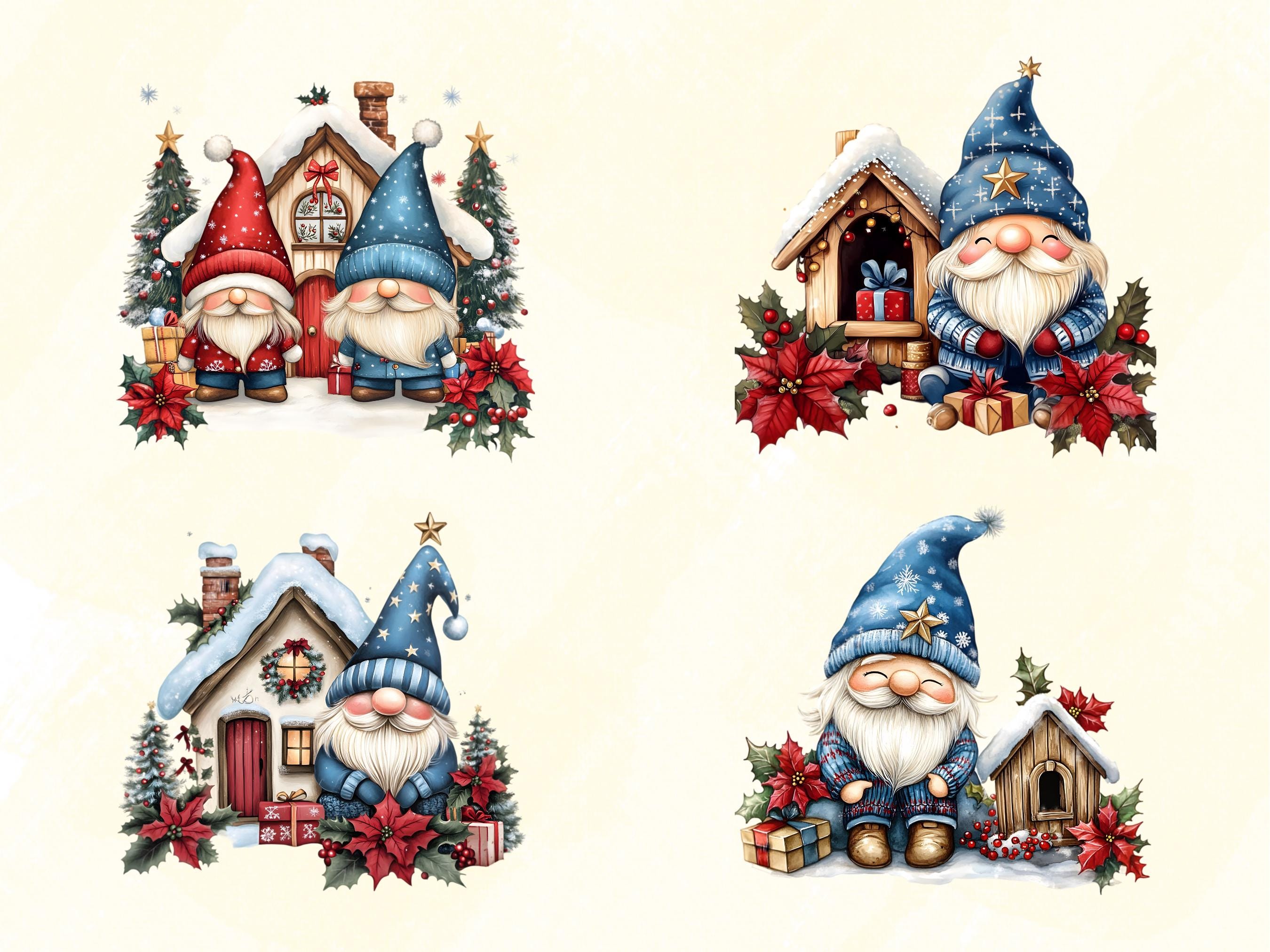 Christmas Gnome Clipart Bundle,30 PNG Gnome Clipart, Christmas Gnome ...