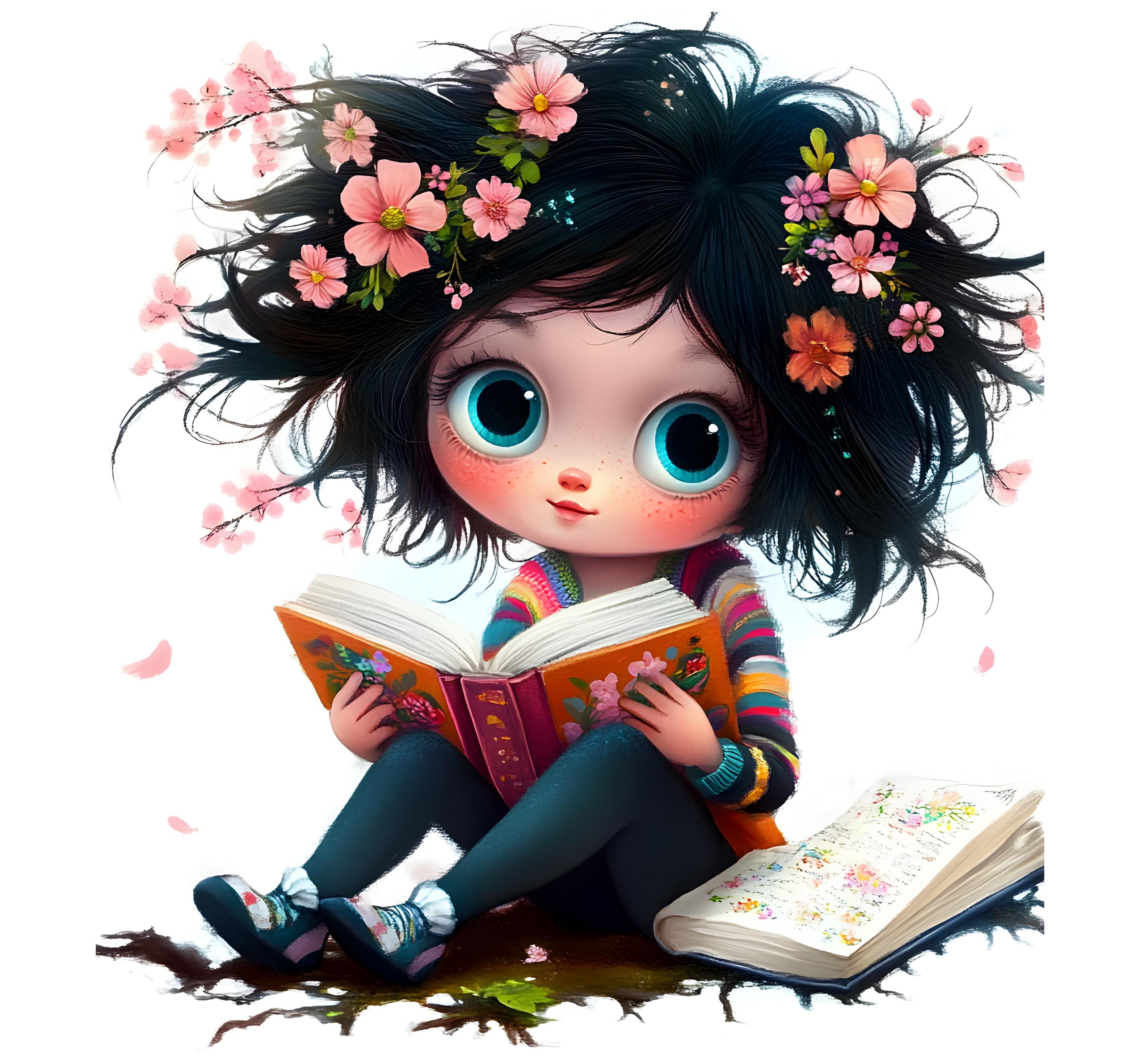 Quirky Girl Clipart, Cute Whimsical Girl, Printable Watercolor Clipart ...