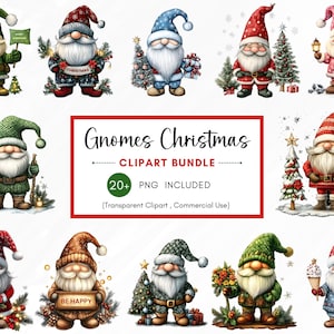 25 Watercolor Gnome Bundle Clipart PNG, Christmas Gnomes Clip Art ...