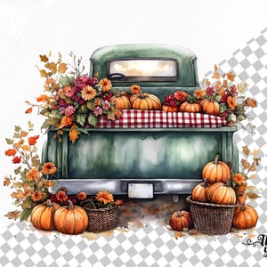 30 Fall Truck Clipart Bundle | Pumpkin & Sunflower Vintage Trucks ...