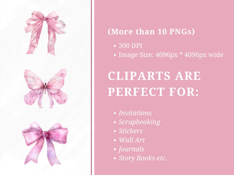 Watercolor Pastel Pink Bows Clipart PNG, Pink Watercolor Bows Bundle ...