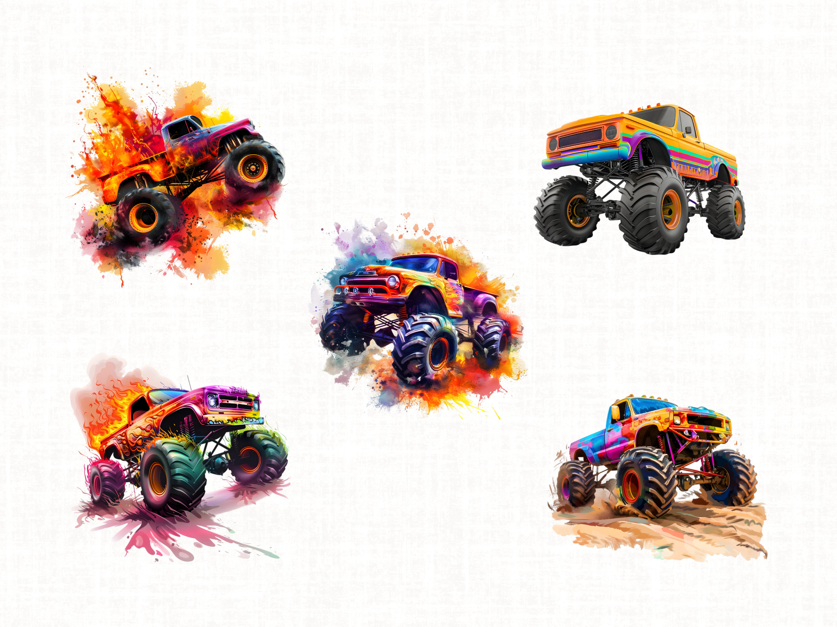 Monster Truck Clipart Bundle, High Resolution PNG, Commercial Use - Etsy