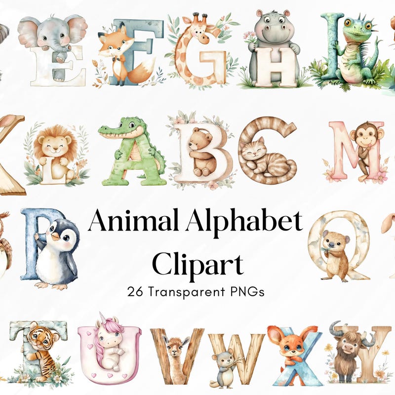 Animal Alphabet Clipart - Etsy UK