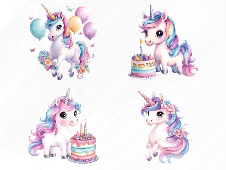 Watercolor Cute Unicorn Clipart | Magic Unicorn Clipart | Unicorn ...