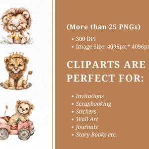 Watercolor Cute Baby Lion Clipart, Baby Lion PNG, Little Animal, Boy or ...