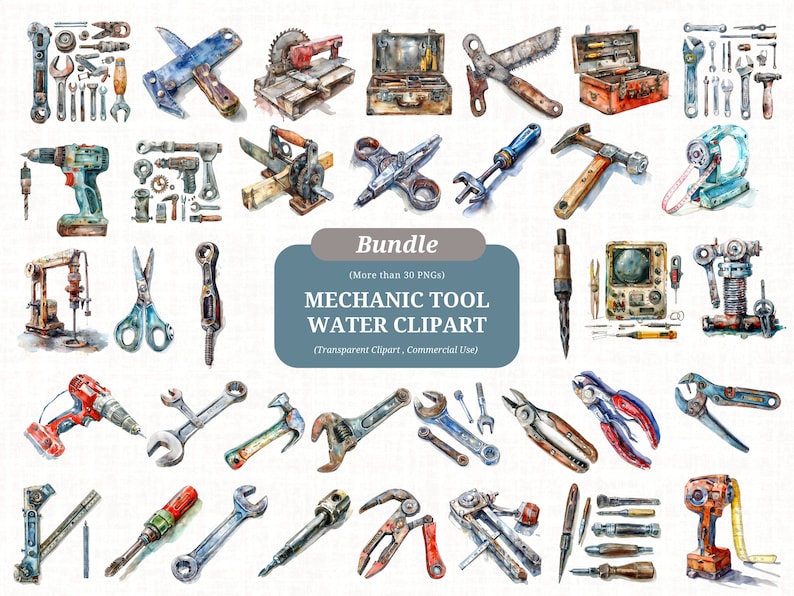 Tools Clipart Bundle, Mechanic Tool Clipart, Repair Tools PNG, Handyman ...