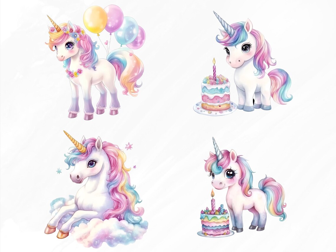 Watercolor Cute Unicorn Clipart | Magic Unicorn Clipart | Unicorn ...