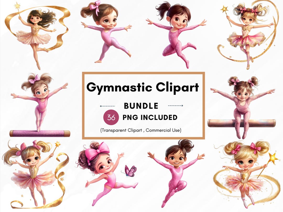 46 Gymnastics Clipart PNG Bundle, Gymnastics Girl Clipart, Gymnastics ...