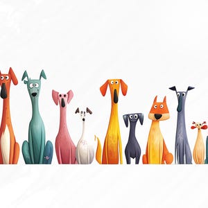 Whimsical Dog Clipart Bundle, 18 Colorful Cartoon Dog Pngs, Funny Puppy ...