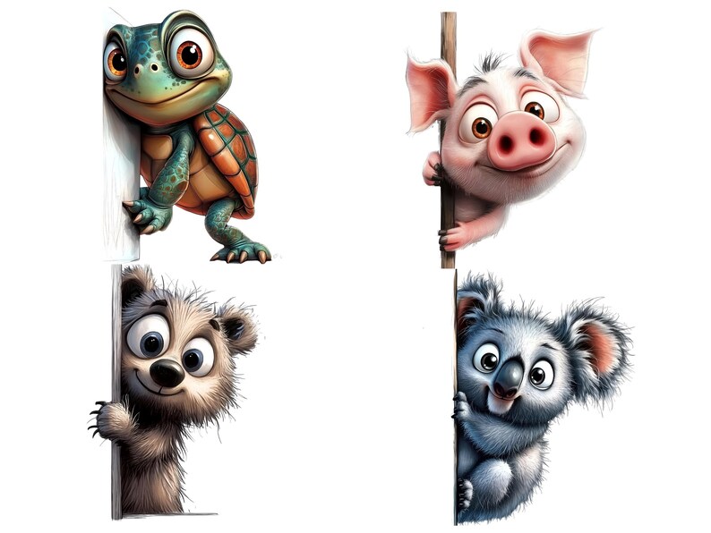 Funny Animals Peeking Around Clipart | Cute Animal Peekaboo PNG ...