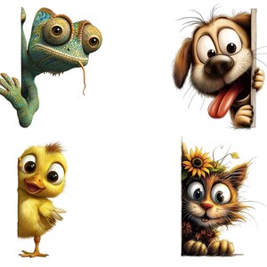 Funny Animals Peeking Around Clipart | Cute Animal Peekaboo PNG ...