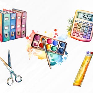 School Clipart Set, School Supplies Clipart Set, Art Supplies Clipart ...