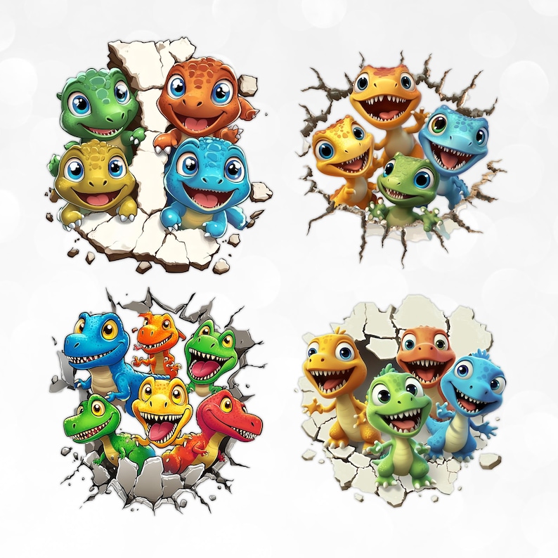 3D Dinosaur Clipart Bundle | Colorful Dino Graphics (instant Download ...