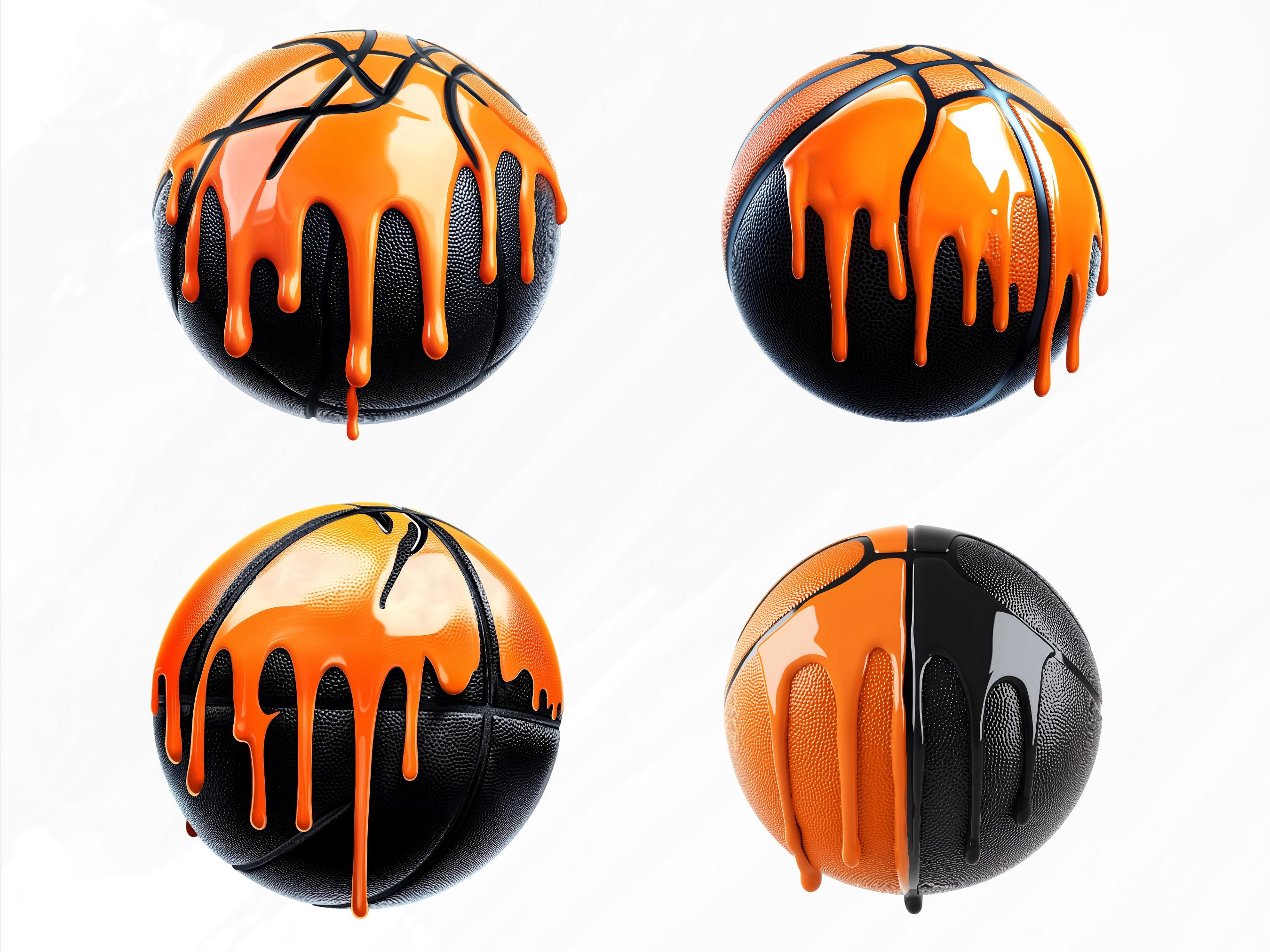 Dripping Basketball Sublimation Clipart, 22 PNG Melting Basketball ...