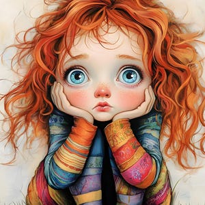 Quirky Girl Clipart, Cute Whimsical Girl, Printable Watercolor Clipart ...