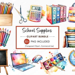 School Clipart Set, School Supplies Clipart Set, Art Supplies Clipart ...
