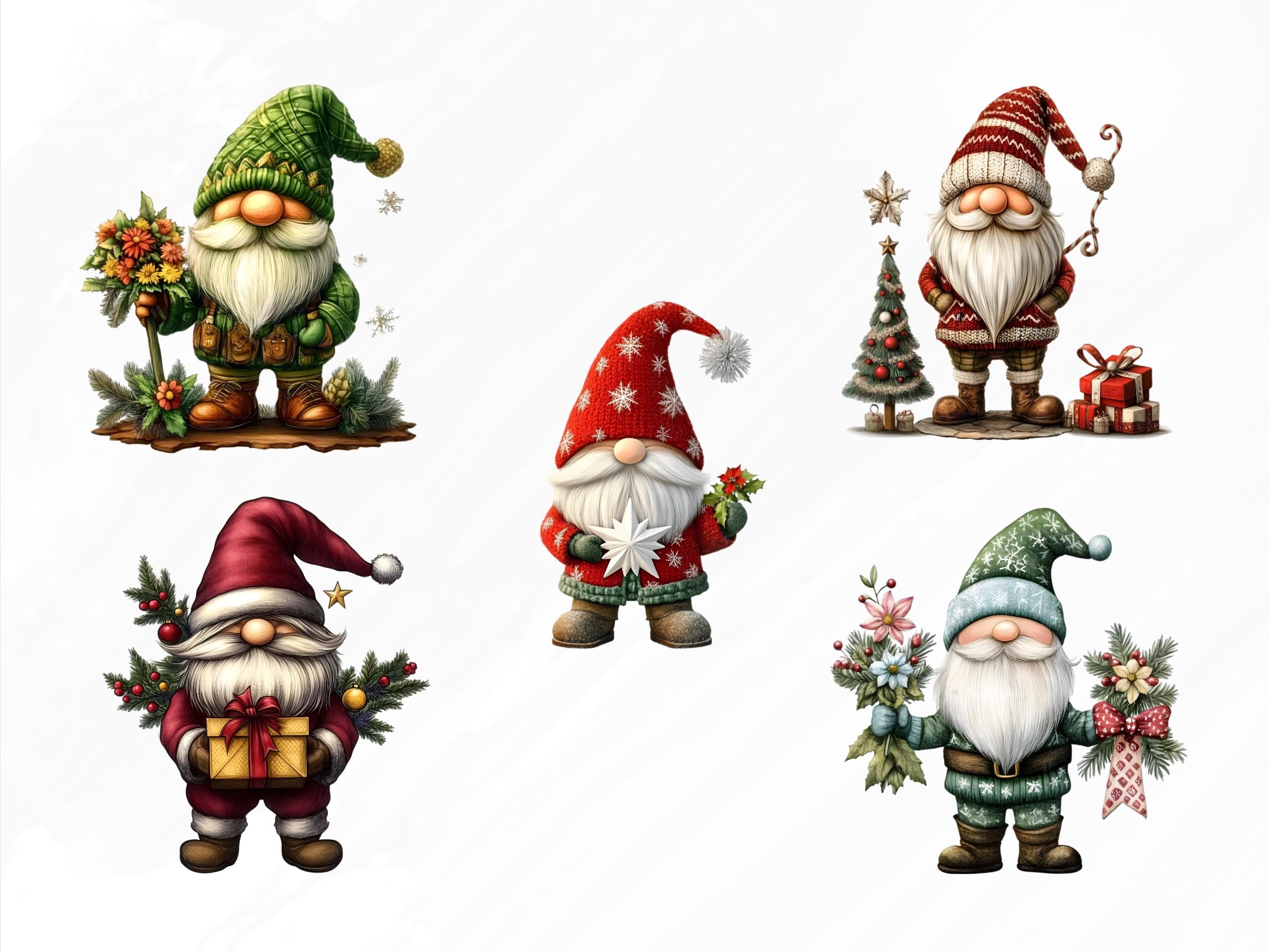 25 Watercolor Gnome Bundle Clipart PNG, Christmas Gnomes Clip Art ...