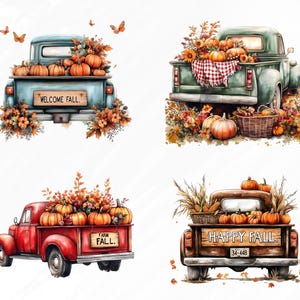 30 Fall Truck Clipart Bundle | Pumpkin & Sunflower Vintage Trucks ...