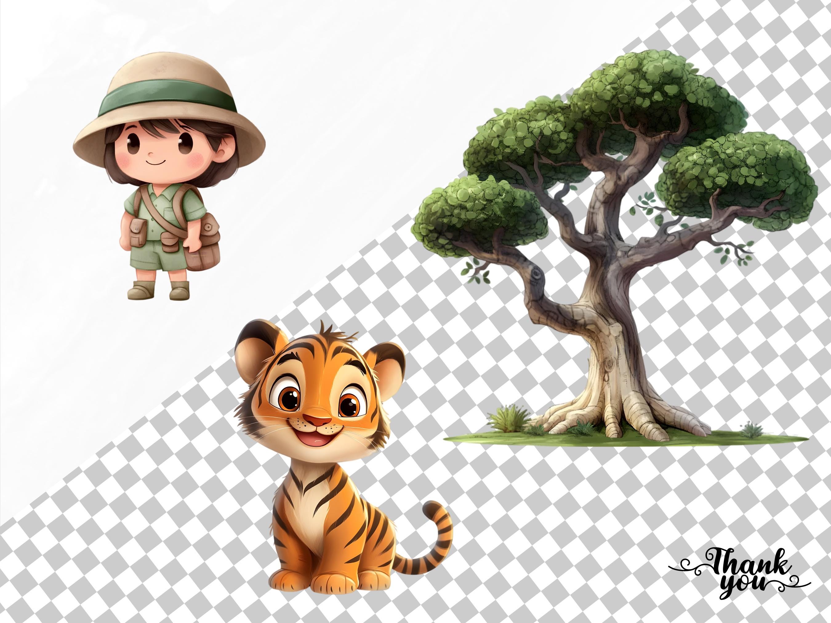 Jungle Adventure Clipart Bundle, Watercolor Animals PNG, Safari Nursery ...
