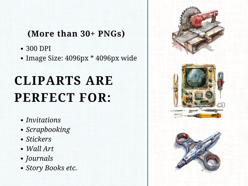 Tools Clipart Bundle, Mechanic Tool Clipart, Repair Tools PNG, Handyman ...