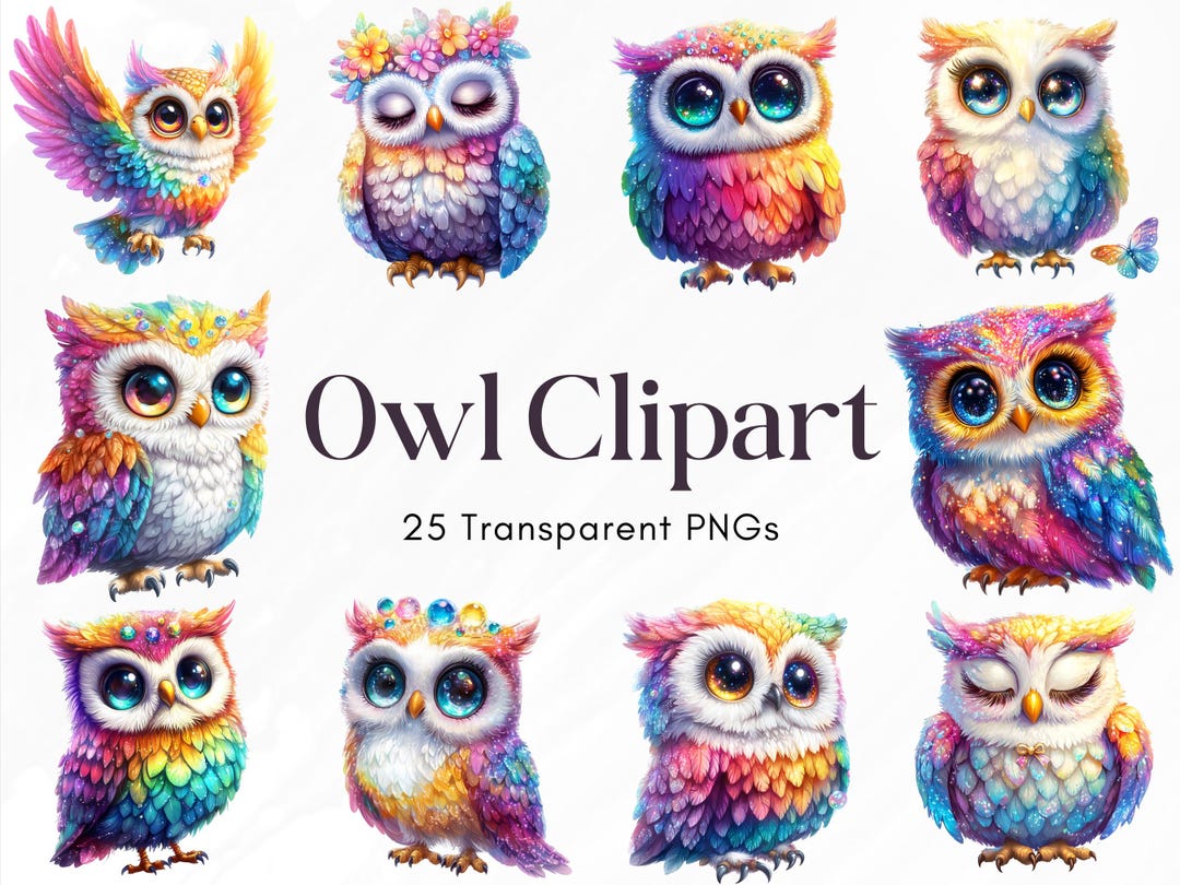25 Cute Owl Clipart Bundle, Watercolor Floral Owls PNG, Baby Owl Clip ...