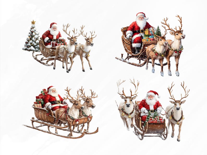 Watercolor Santa Clipart Bundle, Santa Claus PNG Sweet Christmas ...