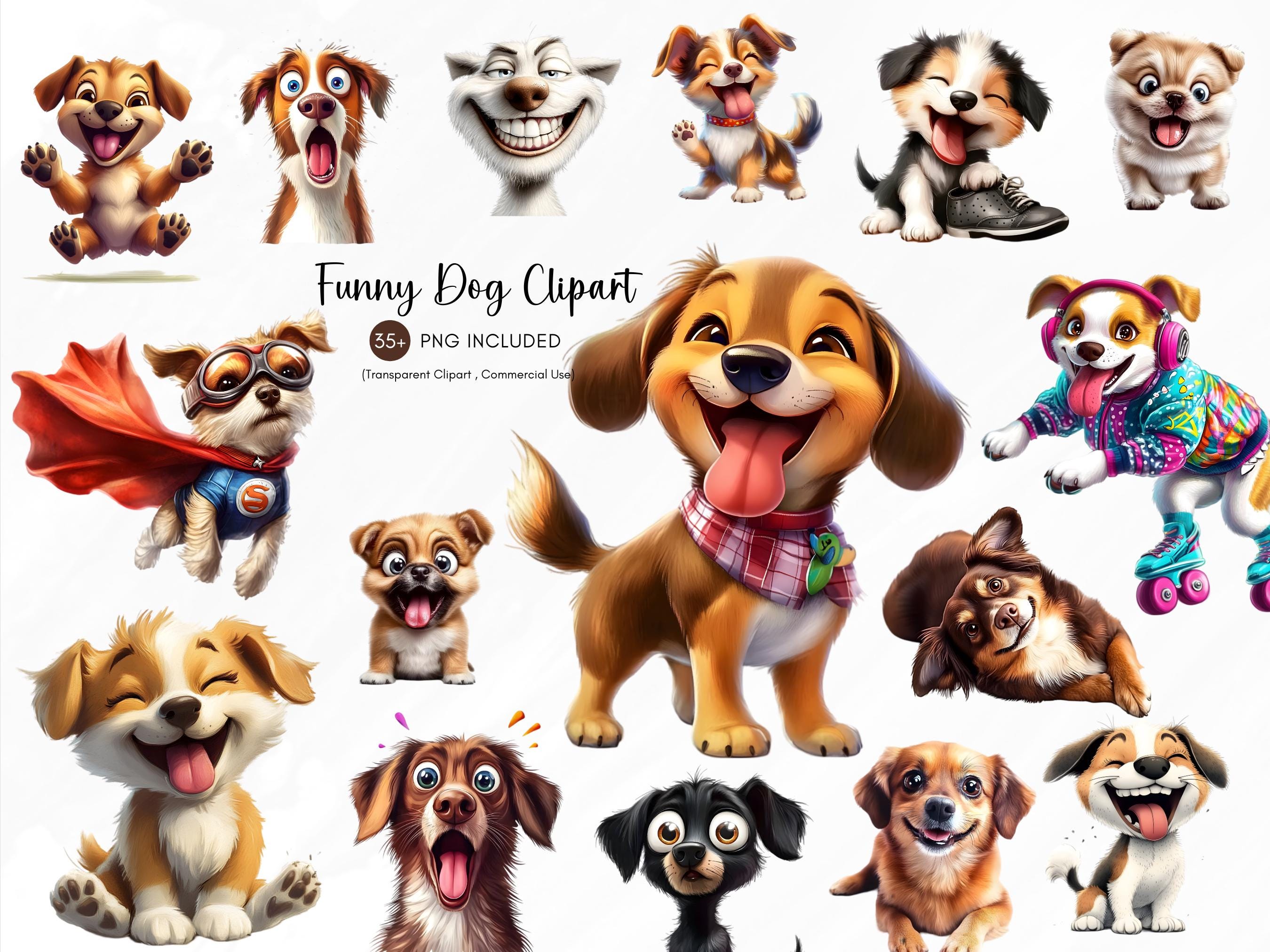 Funny Dog Clipart Bundle, Quirky Dogs Clipart, Quirky Puppies ...