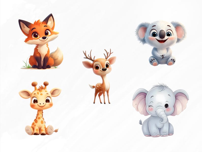 Jungle Adventure Clipart Bundle, Watercolor Animals PNG, Safari Nursery ...