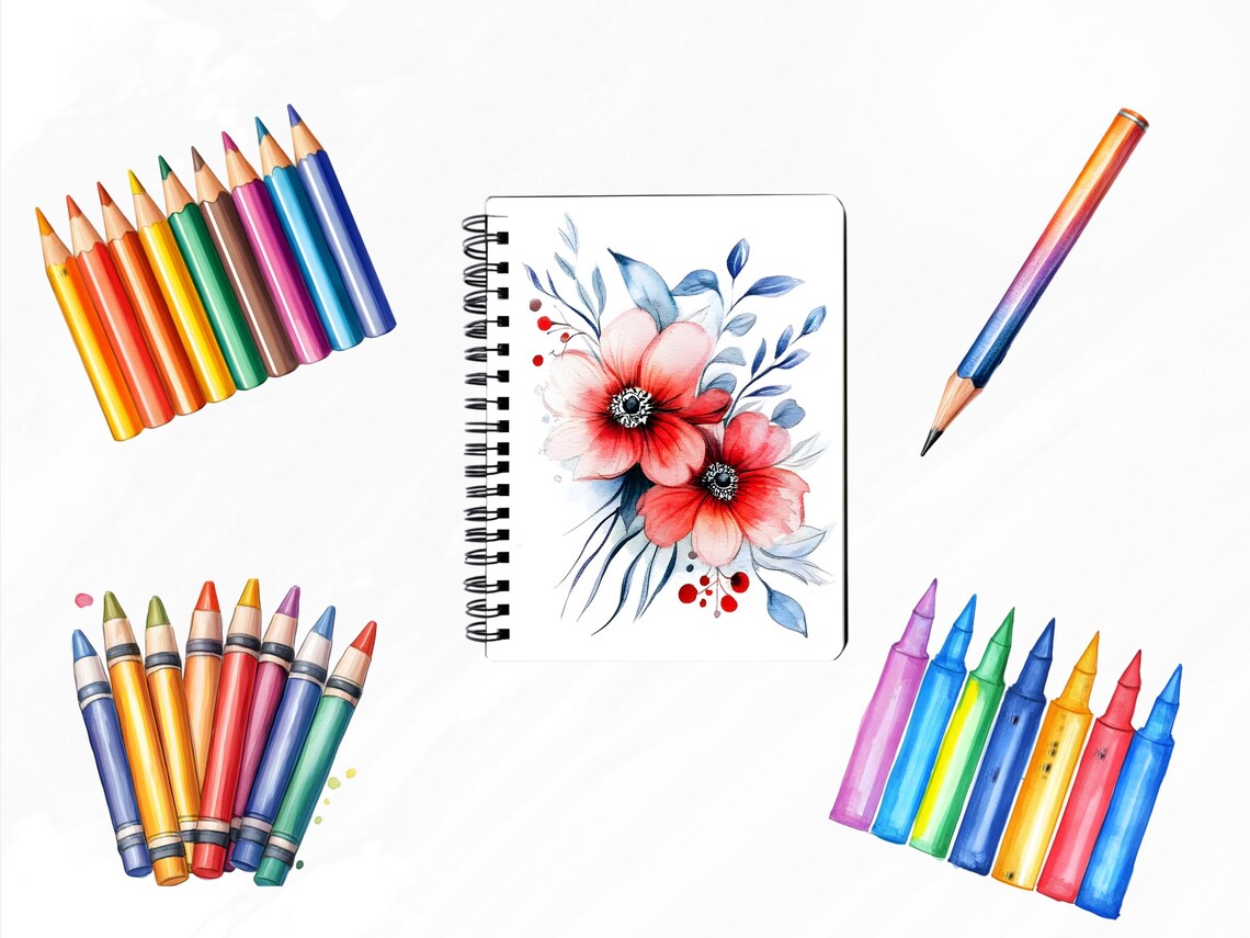 School Clipart Set, School Supplies Clipart Set, Art Supplies Clipart ...