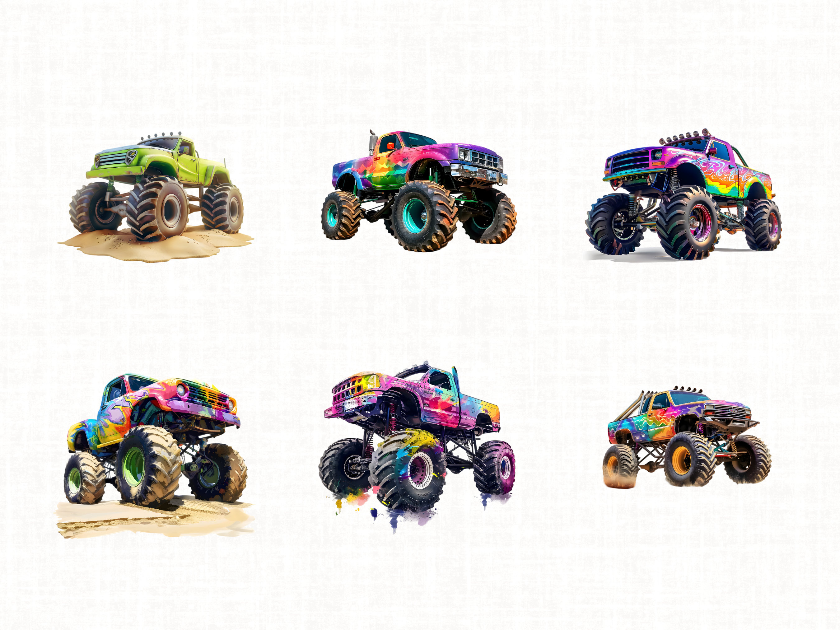 Monster Truck Clipart Bundle, High Resolution PNG, Commercial Use - Etsy