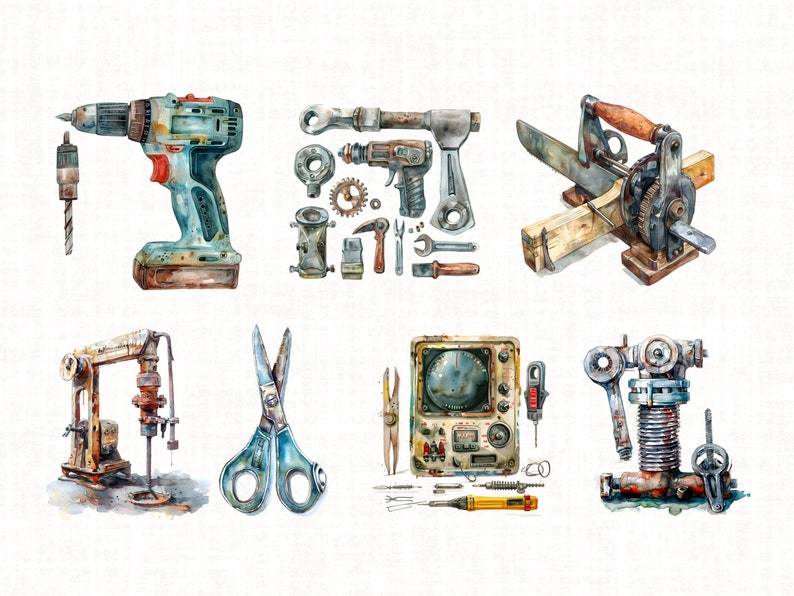 Tools Clipart Bundle, Mechanic Tool Clipart, Repair Tools PNG, Handyman ...