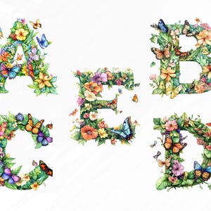 Watercolor Spring Floral Alphabet Clipart PNG, Flowers Clipart PNG ...