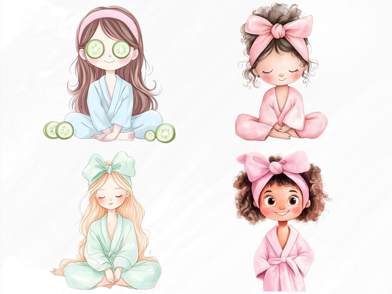 Spa Party Watercolor Clipart, Relaxing Spa Day Illustrations, Self-care ...