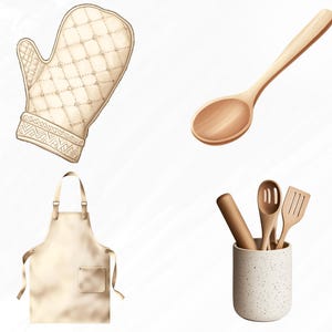 Neutral Baking Clipart Set, 36 Kitchen Bakery Pngs, Rustic Cottagecore ...