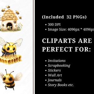 Cute Bee Clipart Bundle, 32 Honey Bee Pngs With Transparent Background ...
