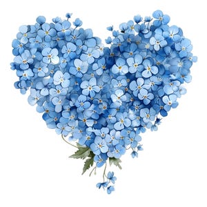 Forget Me Not Heart Clipart | 15 Blue Floral Pngs | Watercolor Flowers ...