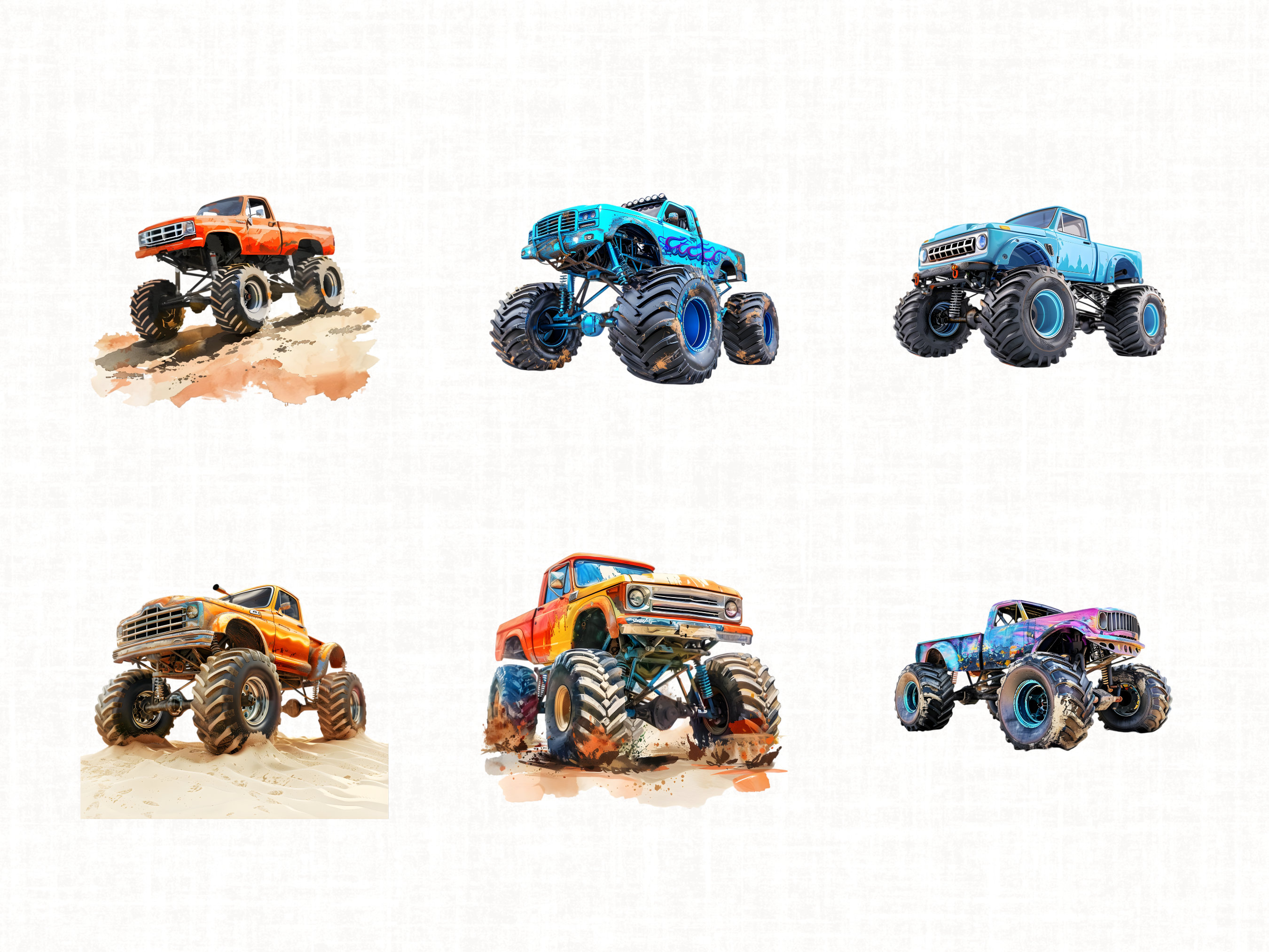 Monster Truck Clipart Bundle, High Resolution PNG, Commercial Use - Etsy