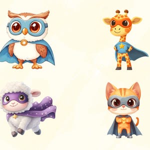 Animal Superheroes Clipart Bundle, Cute Baby Animals PNG, Safari Animal ...