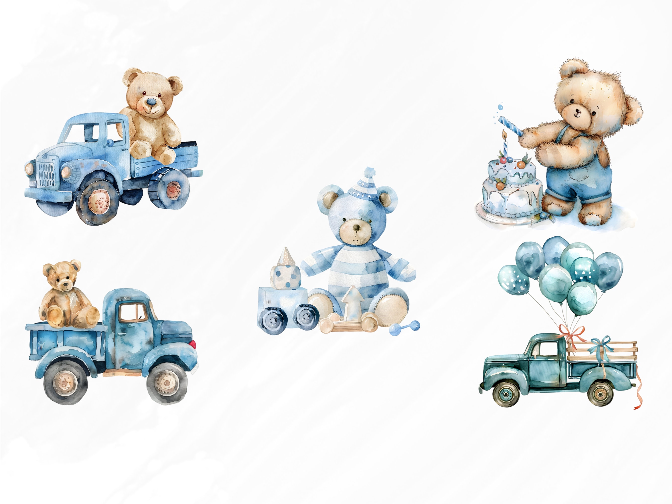 Baby Boy Toys Clipart, Boy Baby Shower Cliparts Bundle, Gender Reveal ...