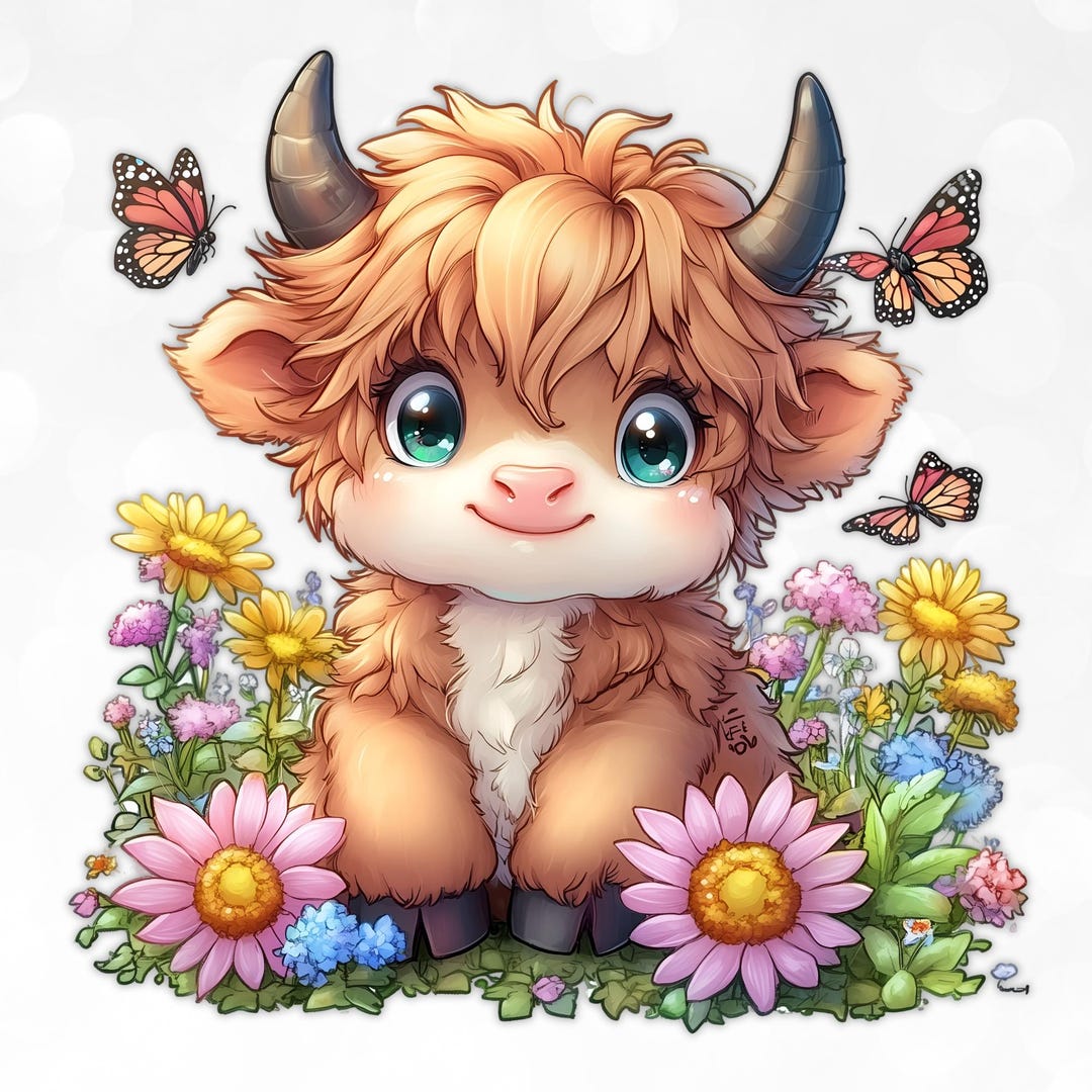 Baby Cow Clipart Bundle PNG | 12 Cute Highland & Dairy Cow Graphics ...