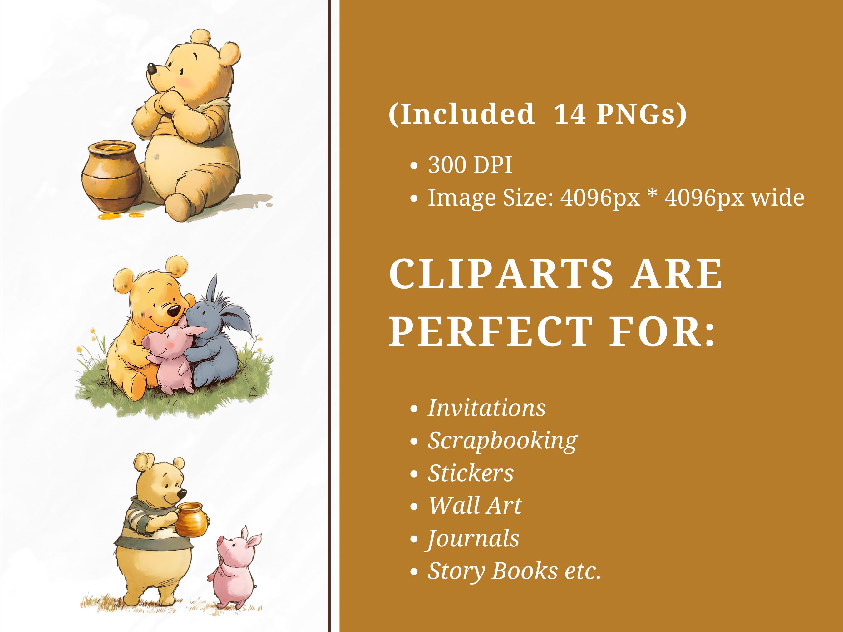 Classic Winnie the Pooh and Friends Clipart, 14 Clipart Bundle PNG ...