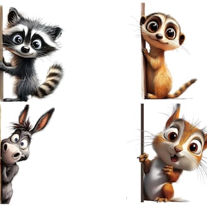 Funny Animals Peeking Around Clipart | Cute Animal Peekaboo PNG ...
