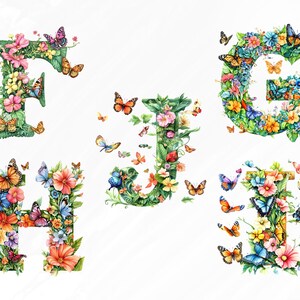 Watercolor Spring Floral Alphabet Clipart PNG, Flowers Clipart PNG ...