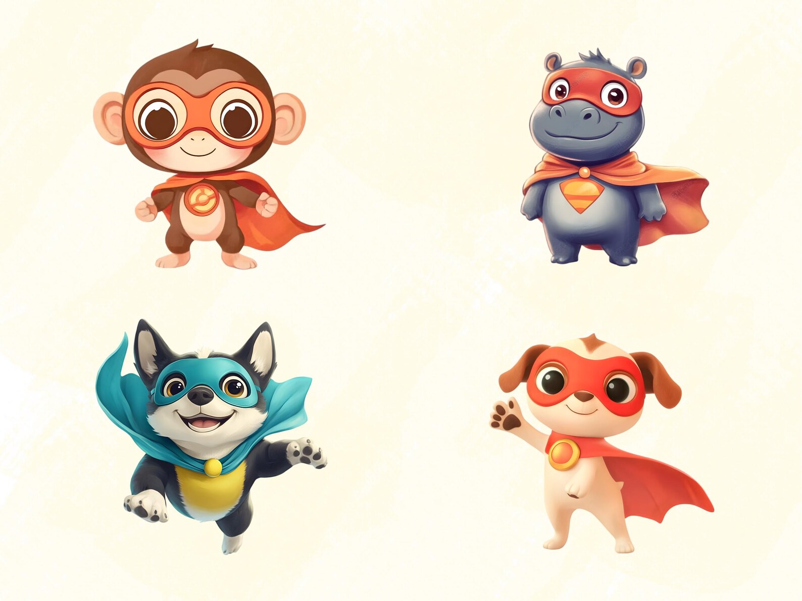 Animal Superheroes Clipart Bundle, Cute Baby Animals PNG, Safari Animal ...
